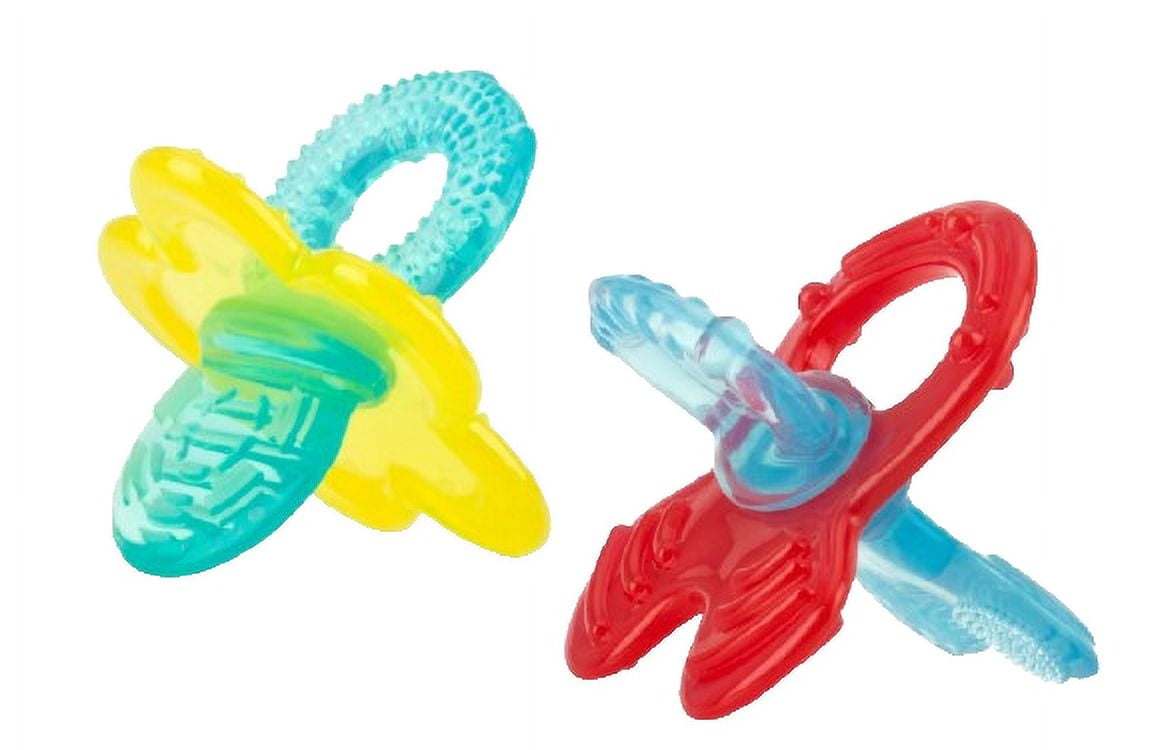 Nuby Chewbies Silicone Teether (2 Count Yellow/Aqua, Red/Aqua ...