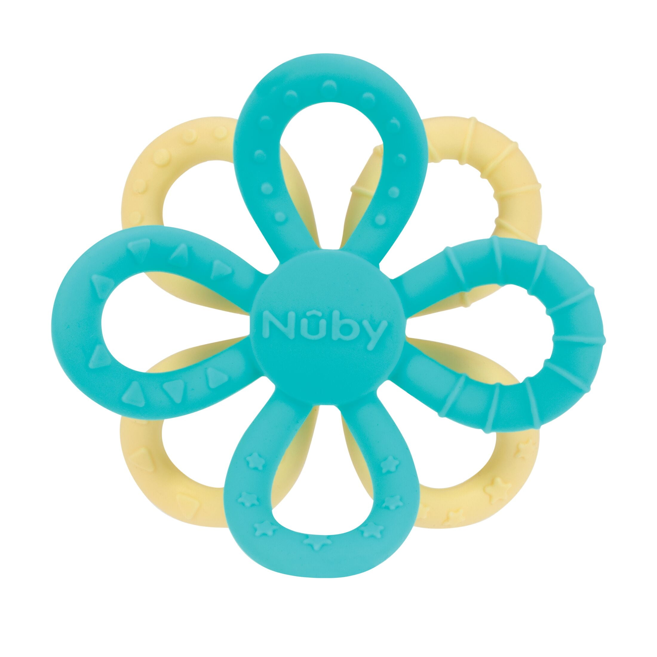 Nuby Fun Loops Silicone Teether for Babies and Toddlers, Yellow & Aqua ...