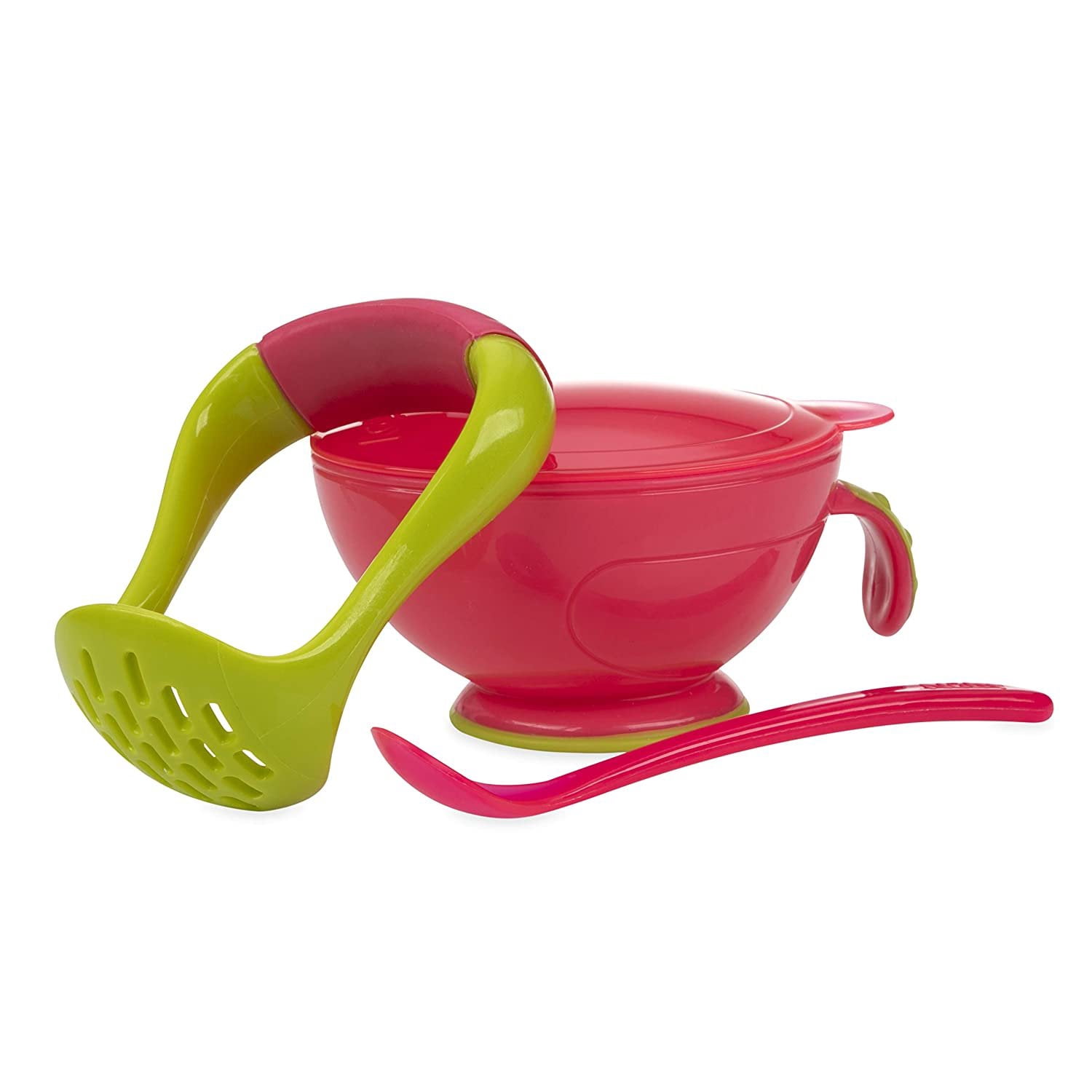 Nuby Garden Fresh Mash N' Feed Bowl with Spoon and Food Masher Red ...