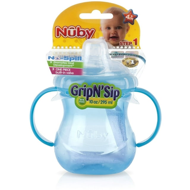 Nuby Two-Handle No-Spill Super Spout Grip N' Sip Cup, 8 Ounce, Colors May Vary (6 Pack) (Bundle ...