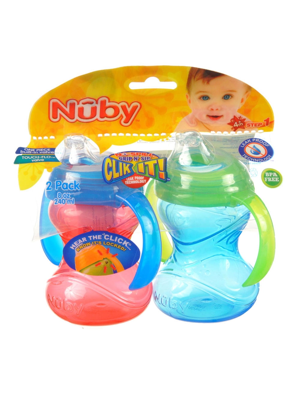 Nuby Grip n’ Sip 2-Pack Sippers (8 oz.) Color: blue/multi Size: one ...
