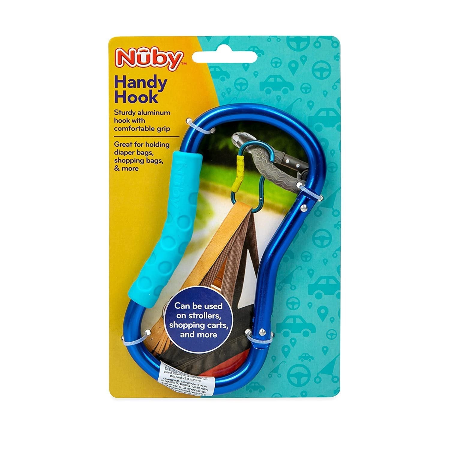 Nuby Large Handy Hook Carabiner Stroller Clip with Textured Soft Grip, Blue - Walmart.com