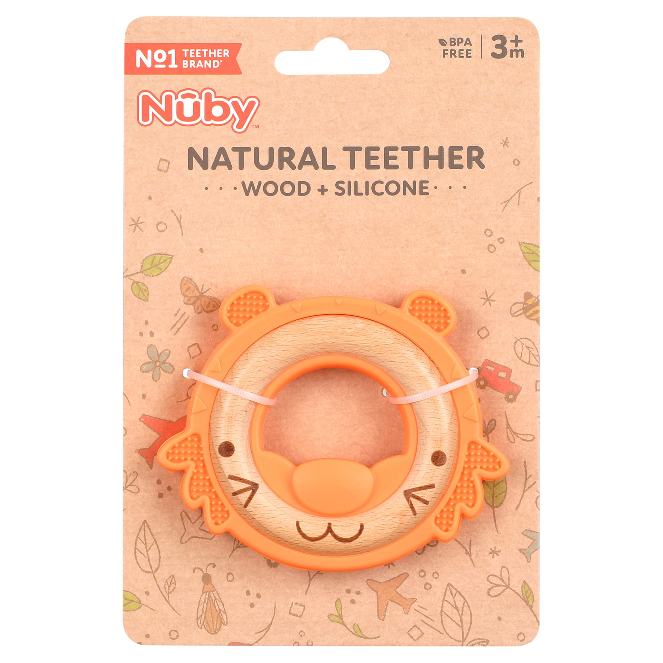 Nuby Natural Silicone and Wood Teether, Orange Tiger - Walmart.com