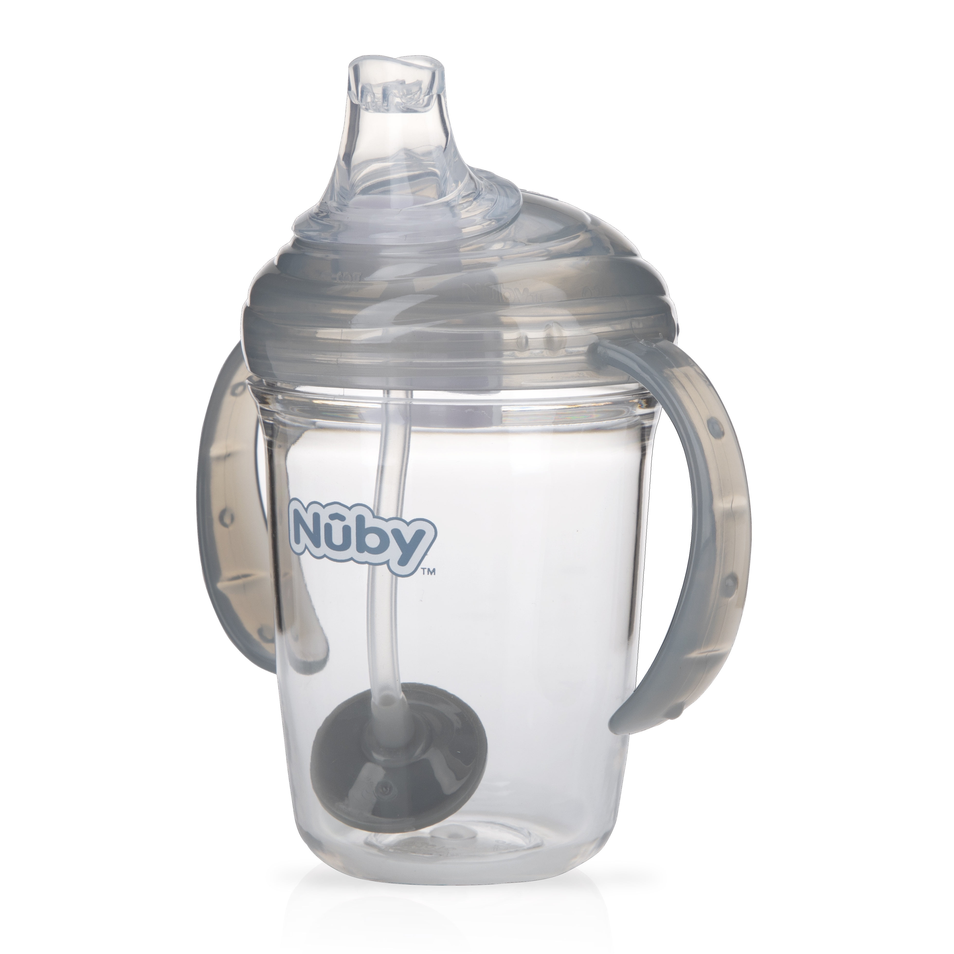 Nuby No-Spill 360 Weighted Straw GripN’Sip Cup Gray - Walmart.com