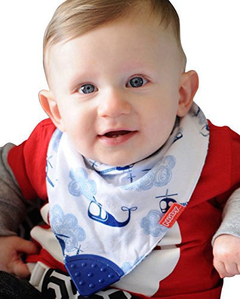 Nuby Reversible 2 Piece Teething Bib, Fire Engine, Blue Helicopter, 3 ...