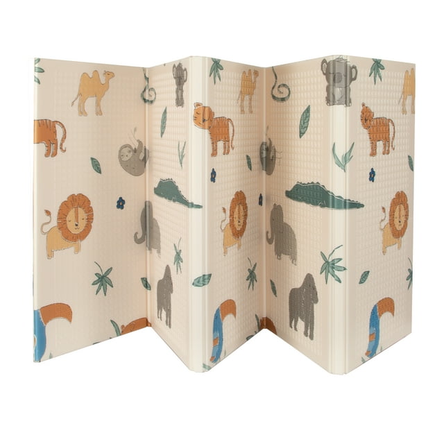 Nuby Reversible and Foldable Baby Playmat for Floor for Infants, Safari ...