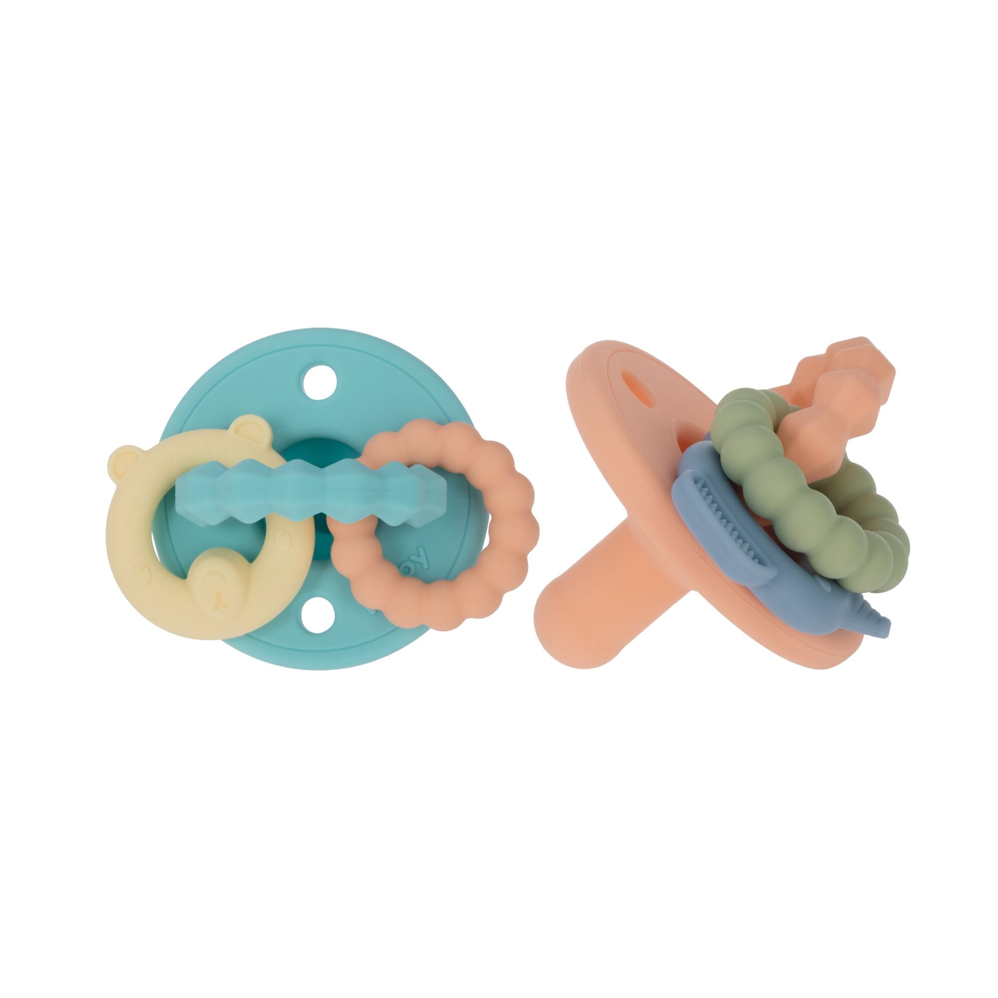 Nuby Silicone Softee Pacifier with Teething Charms for Infants, 2 Pack ...