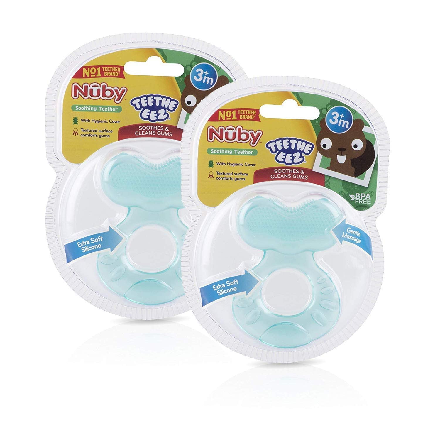 Nuby Silicone TeeThe-EEZ Teether with Bristles, Includes Hygienic Case ...