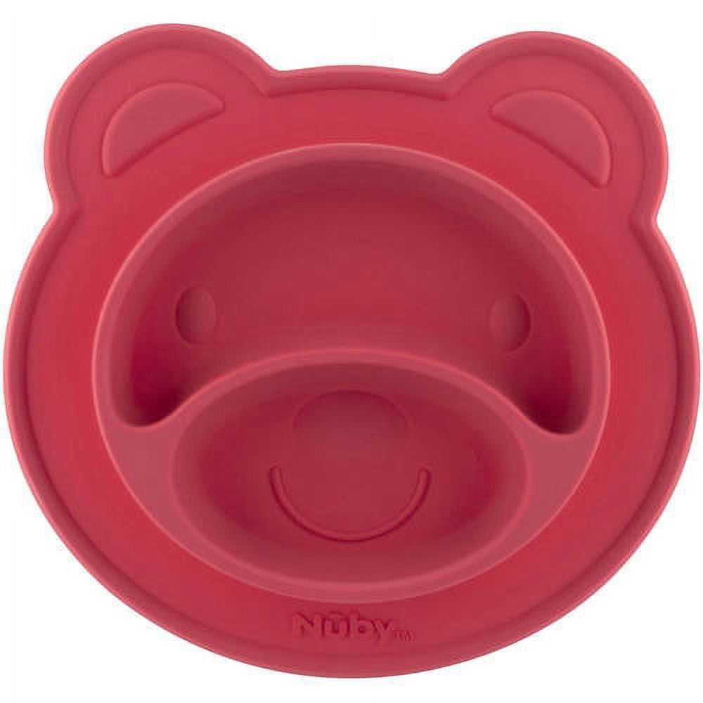 Nuby Sure Grip Silicone Feeding Mat with Two Sections, Red Bear ...
