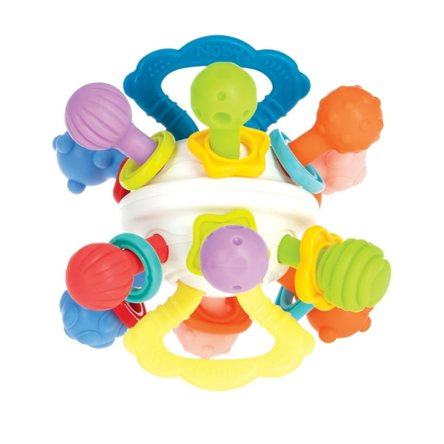 Nuby Textured Twist Ball Baby Teether Infant Toy with Colorful Rattle ...