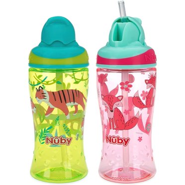 Nuby 2 Pack 10 Ounce Flip-It Straw Cup, Colors May Vary - Walmart.com