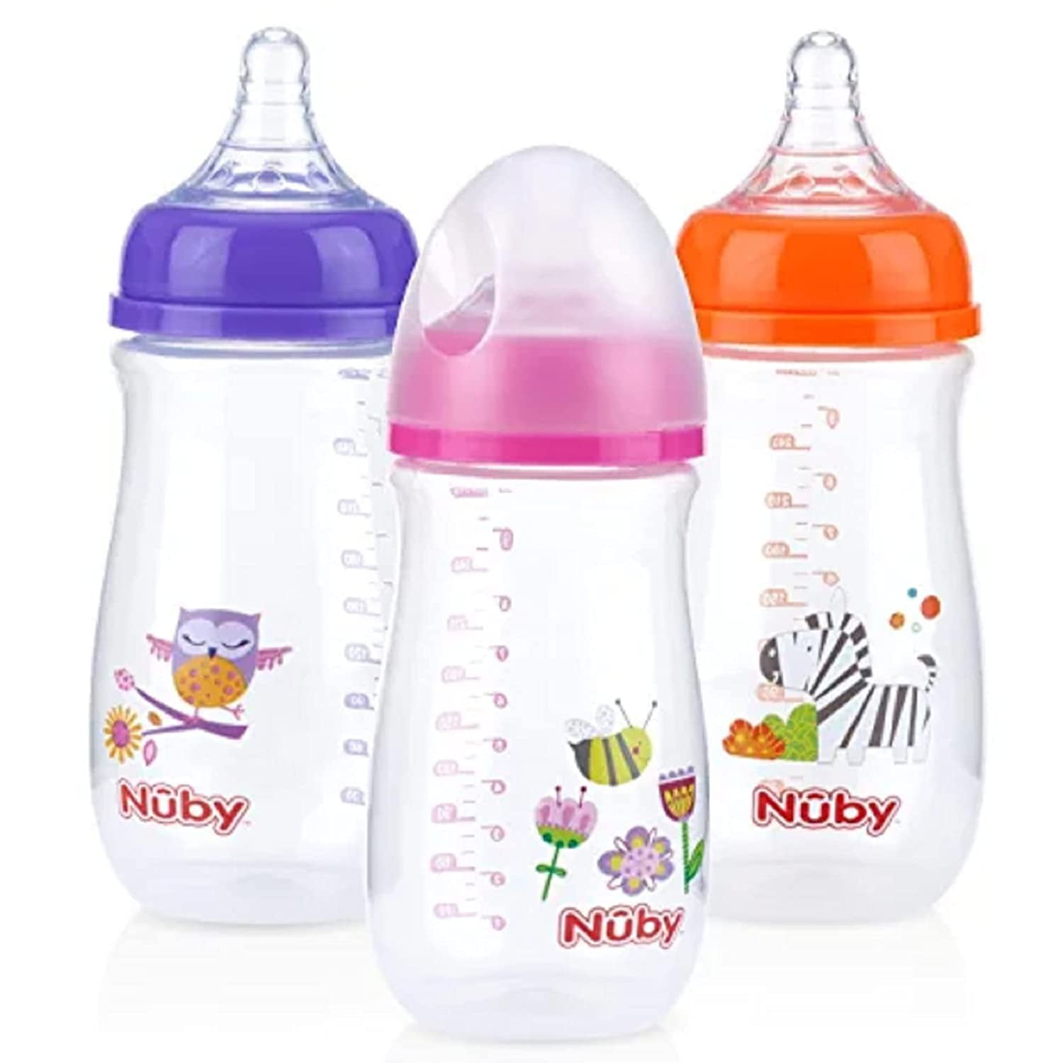 Nuby Tritan Wide Neck Non-Drip Bottles with Anti-Colic Air System: 9oz./ 270 Ml, 3 Pack, 0M ...