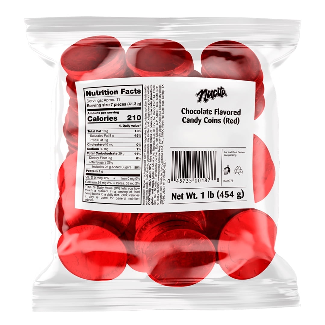 Nucita 1 LB Red Chocolate Coins, Individually Wrapped, 77 Ct - Walmart.com