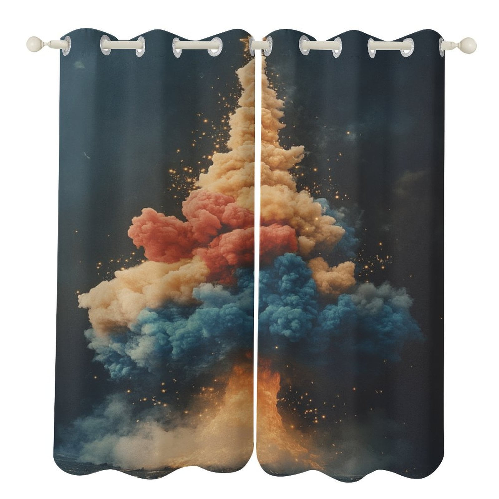 Nuclear Mushroom Cloud 2 Panel Curtain Set, Watercolor Painting Window ...