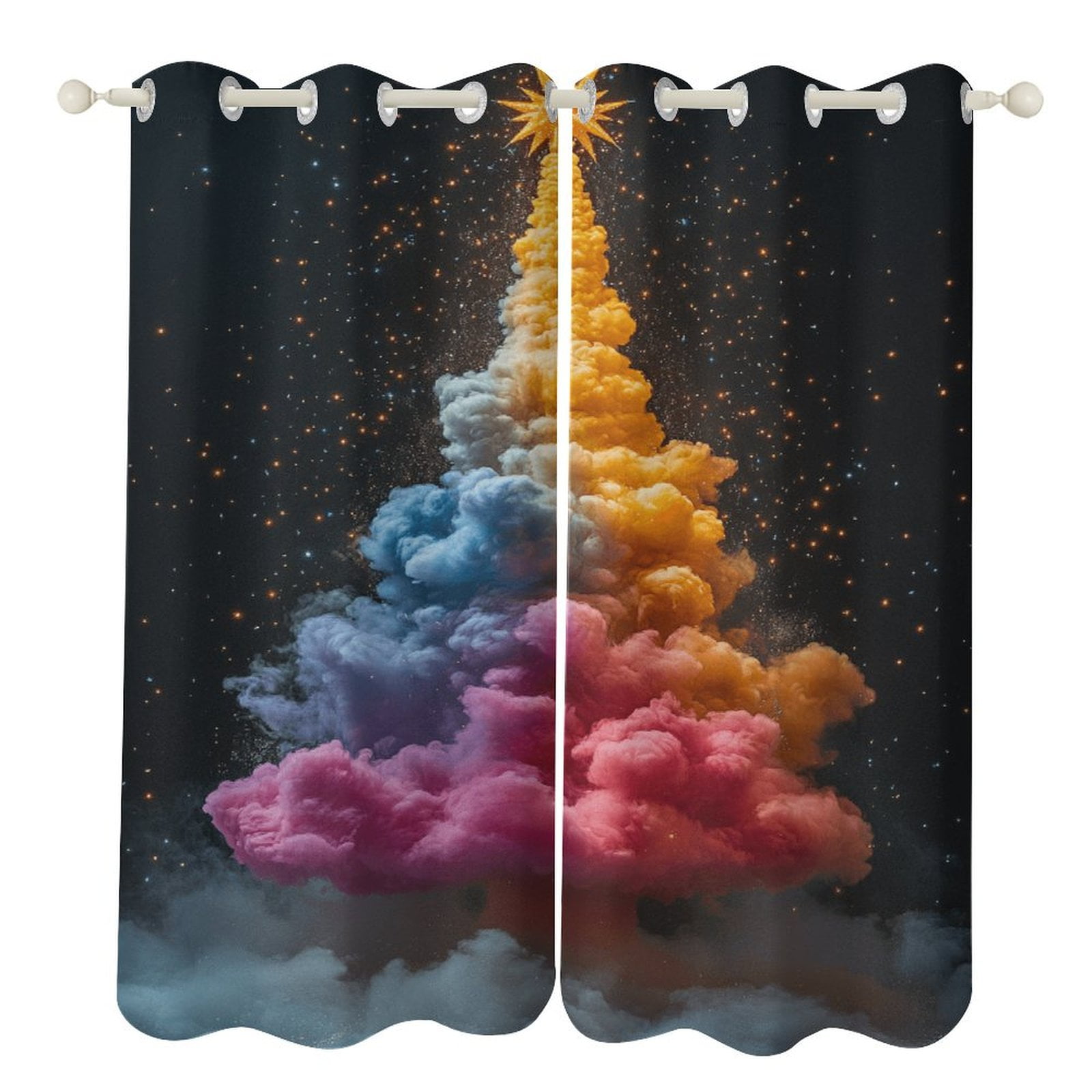 Nuclear Mushroom Cloud 2 Panel Curtain Set, Watercolor Painting Window ...