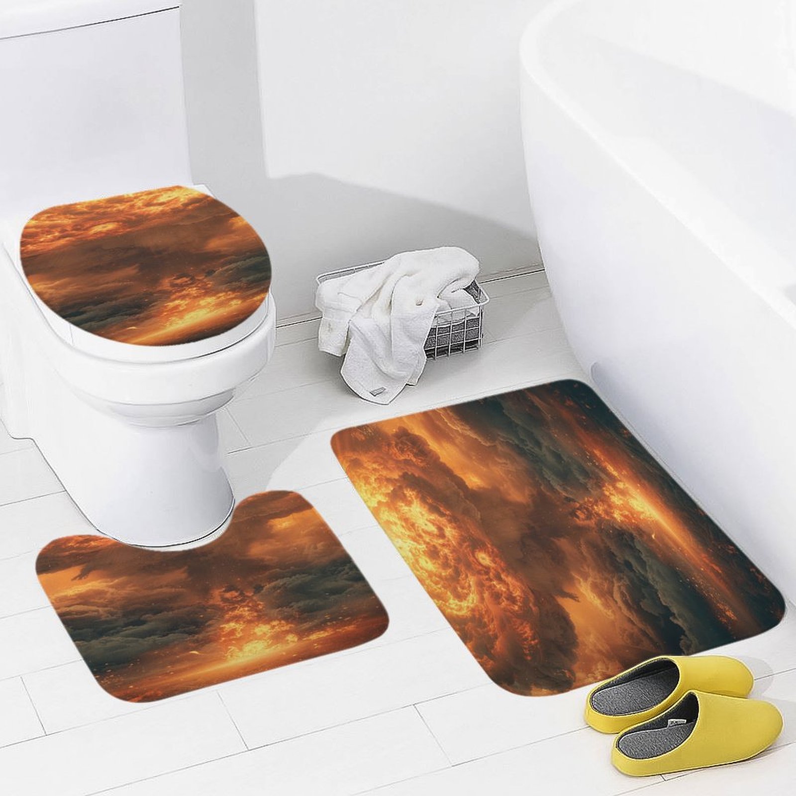 Nuclear Mushroom Cloud Bathroom Mats Set 3-piece Bath Mats , Floor Rug ...