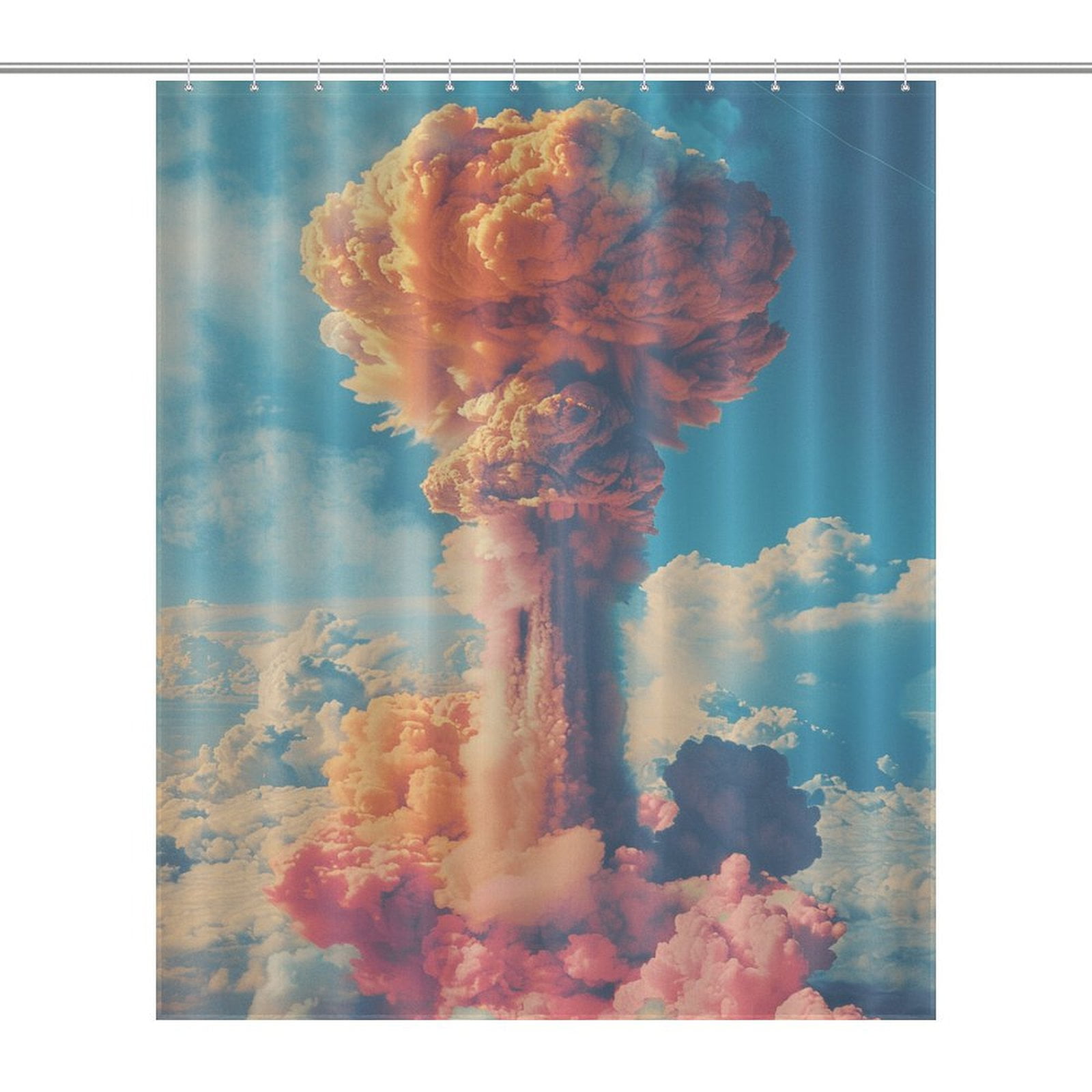 Nuclear Mushroom Cloud Shower Curtain Fabric Bathroom Decor with Hooks ...