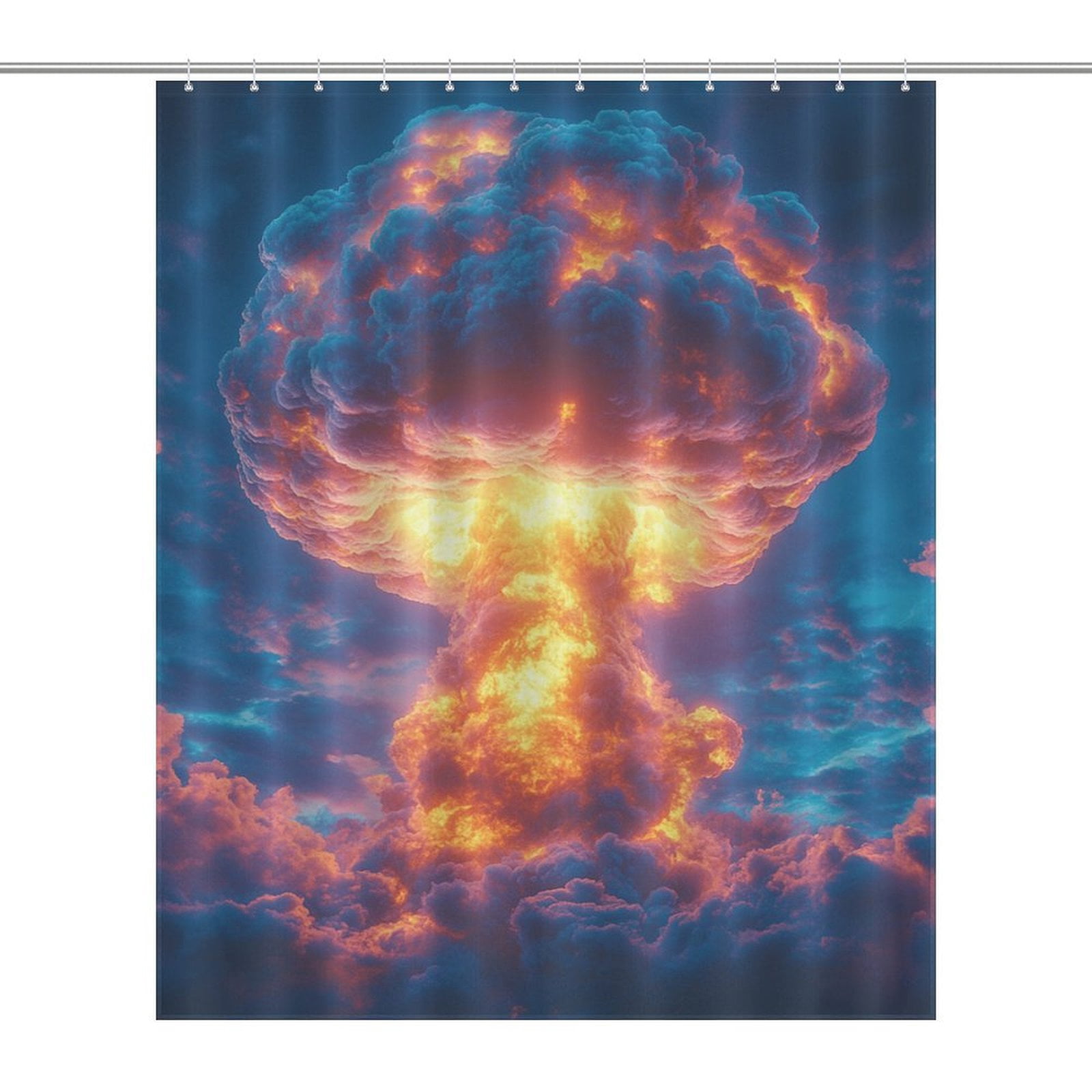 Nuclear Mushroom Cloud Shower Curtain for Bathroom with 12Hooks ...