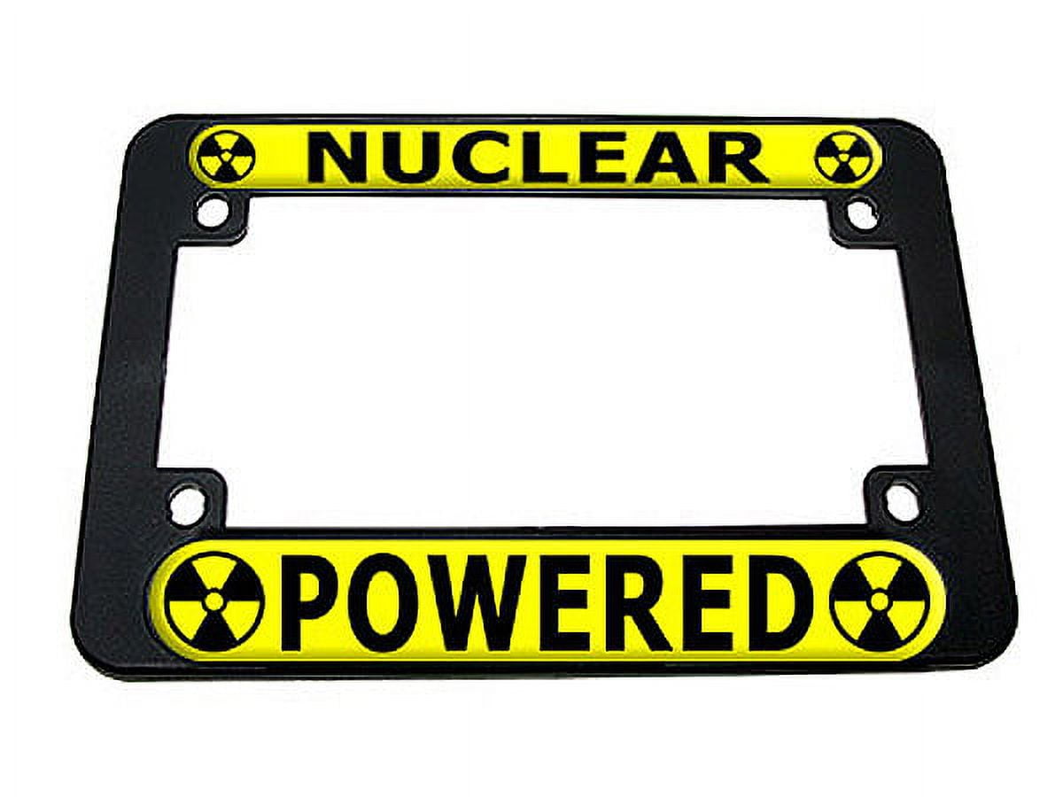 Nuclear Powered Black On Yellow Motorcycle License Plate Frame ...