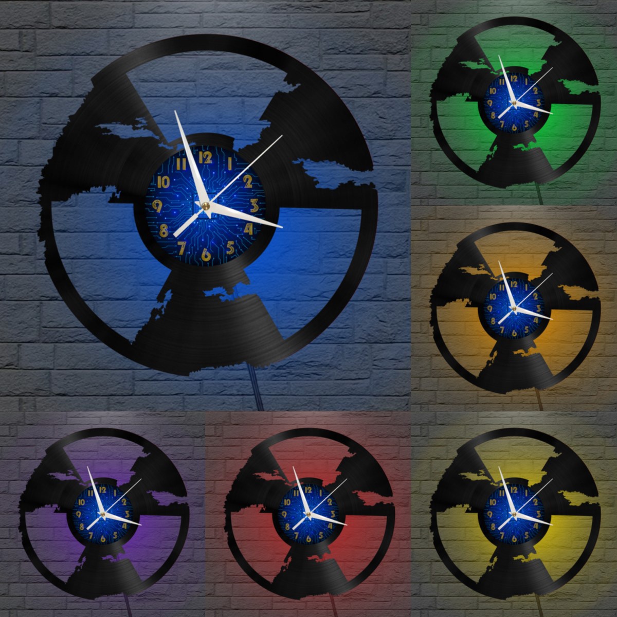 Nuclear Radiation Map Vinyl Wall Clock, Vinyl Record Clock Wall Art ...