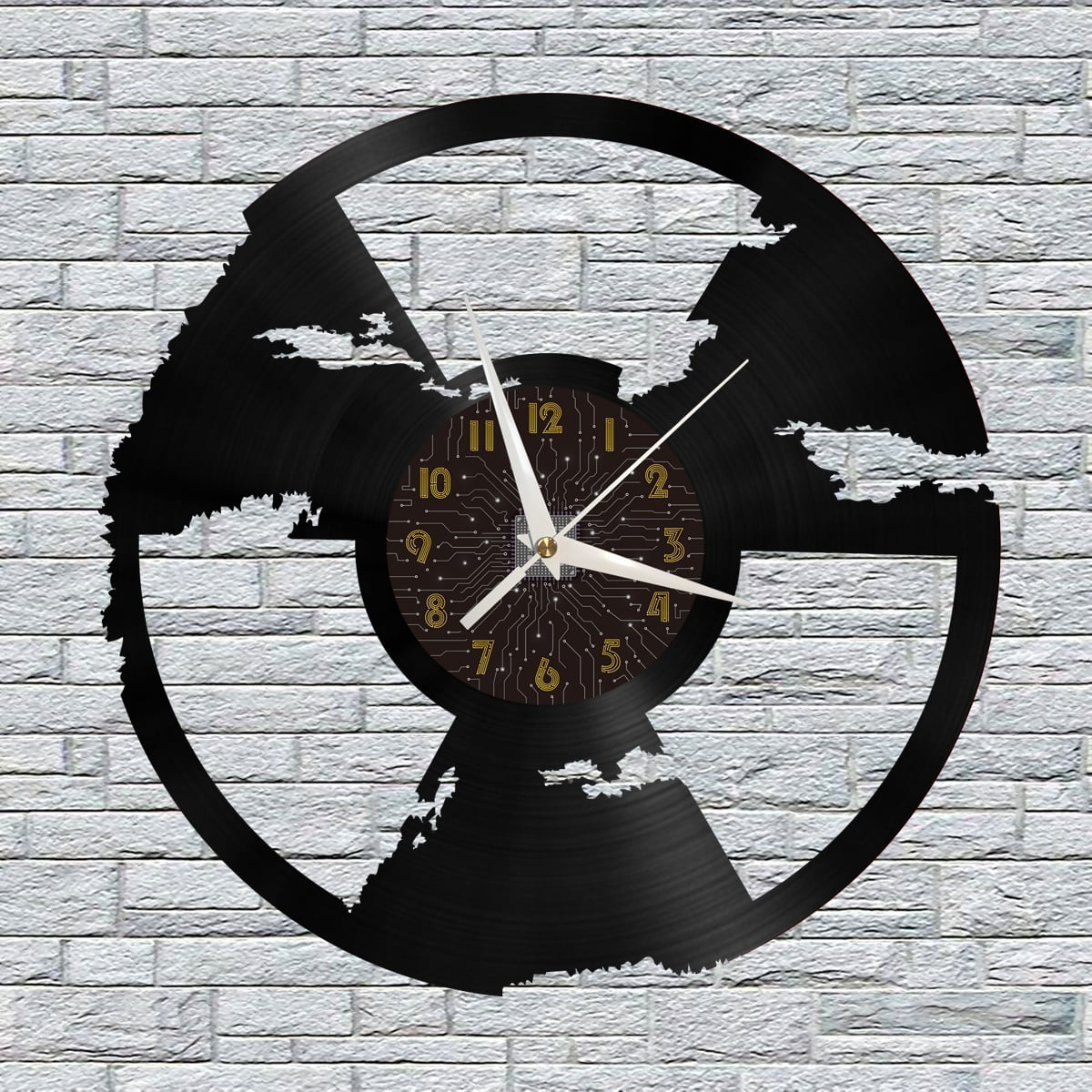 Nuclear Radiation Map Vinyl Wall Clock, Vinyl Record Clock Wall Art ...