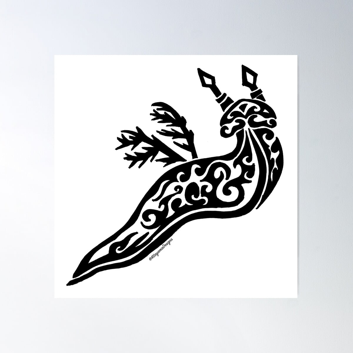 Nudibranch Tribal Design Poster Wall Art, Modern Wall Decor For Living ...