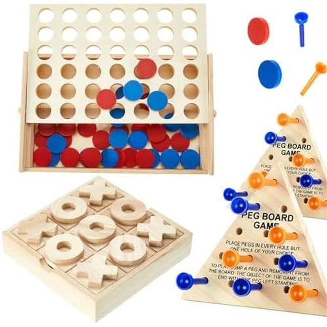 Nuegear 4 in a Row Tables Game & Wooden Triangle Peg Board Games Set ...