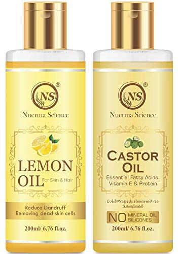 Nuerma Science Lemon Oil and Castor Oil For Skin and Hair Pack of 2 ...
