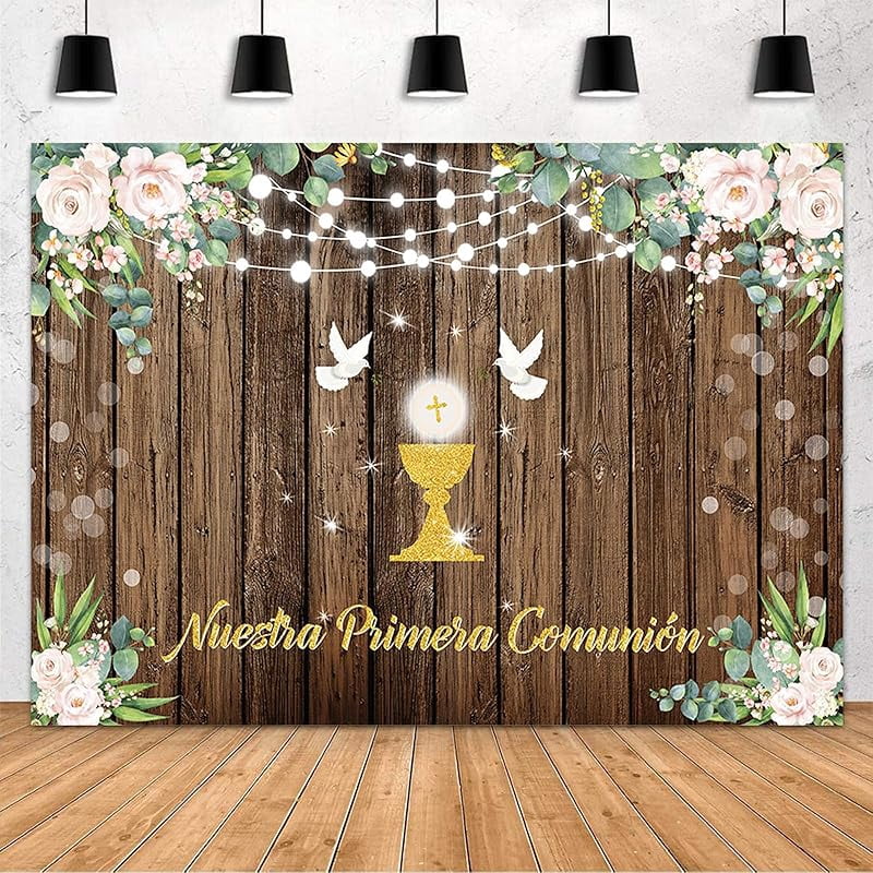 Nuestra Primera Comunión Backdrop First Holy Communion Baptism ...