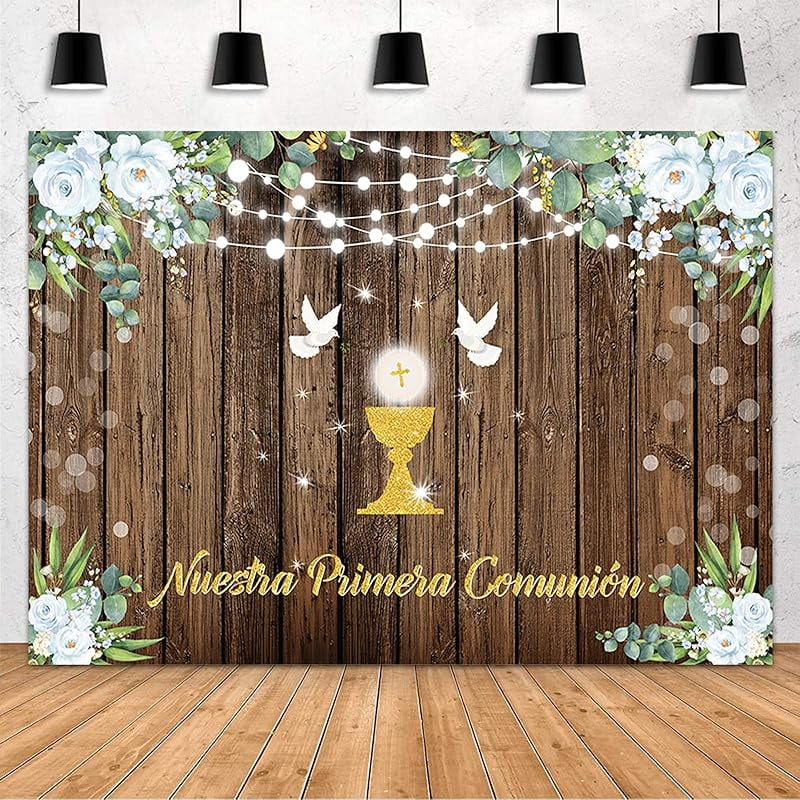 Nuestra Primera Comunión Backdrop First Holy Communion Baptism ...