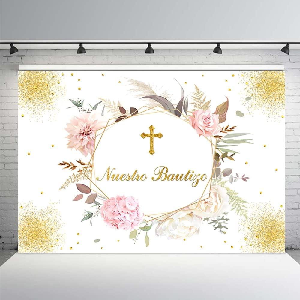 Nuestro Bautizo Backdrop Mexican Mi Baptism Backdrop First Holy ...