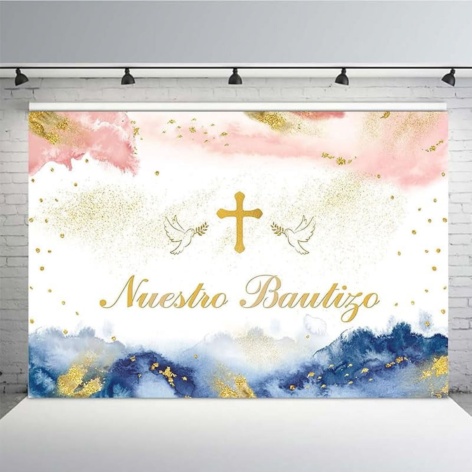 Nuestro Bautizo Backdrop Mi Baptism Christening Photography Background ...