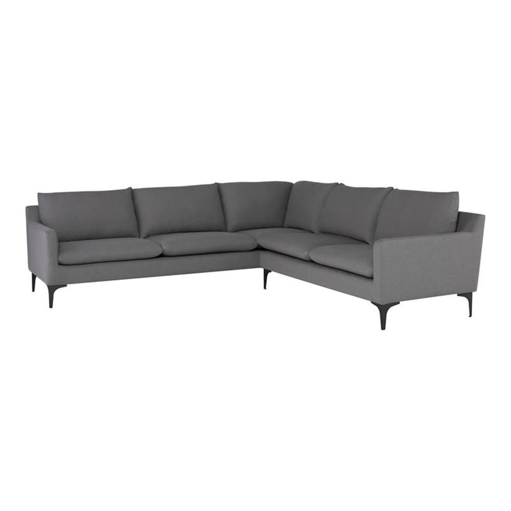 Nuevo Anders Fabric & Steel Metal Sectional Sofa in Slate Gray/Matte ...