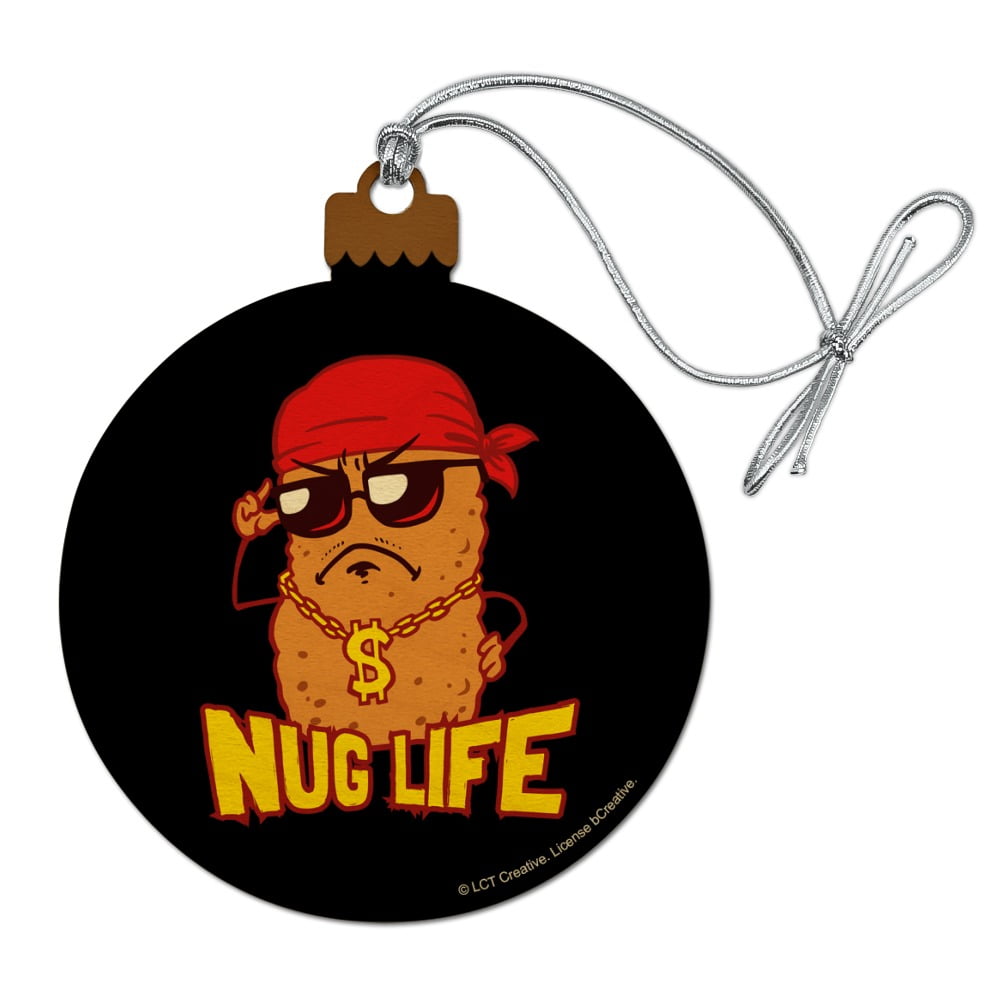 Nug Life Chicken Nugget Funny Humor Wood Christmas Tree Holiday ...