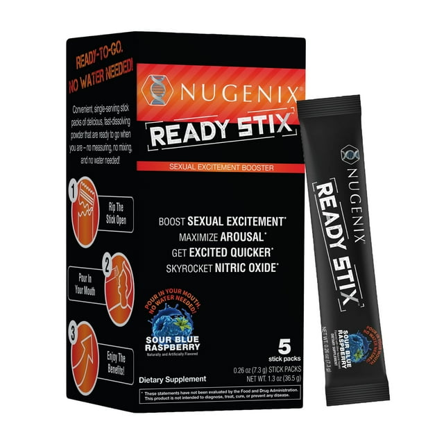 Nugenix Ready Stix - Men's Excitement Booster Supplement, 5 Packets, Powder, Sour Blue Raspberry ...