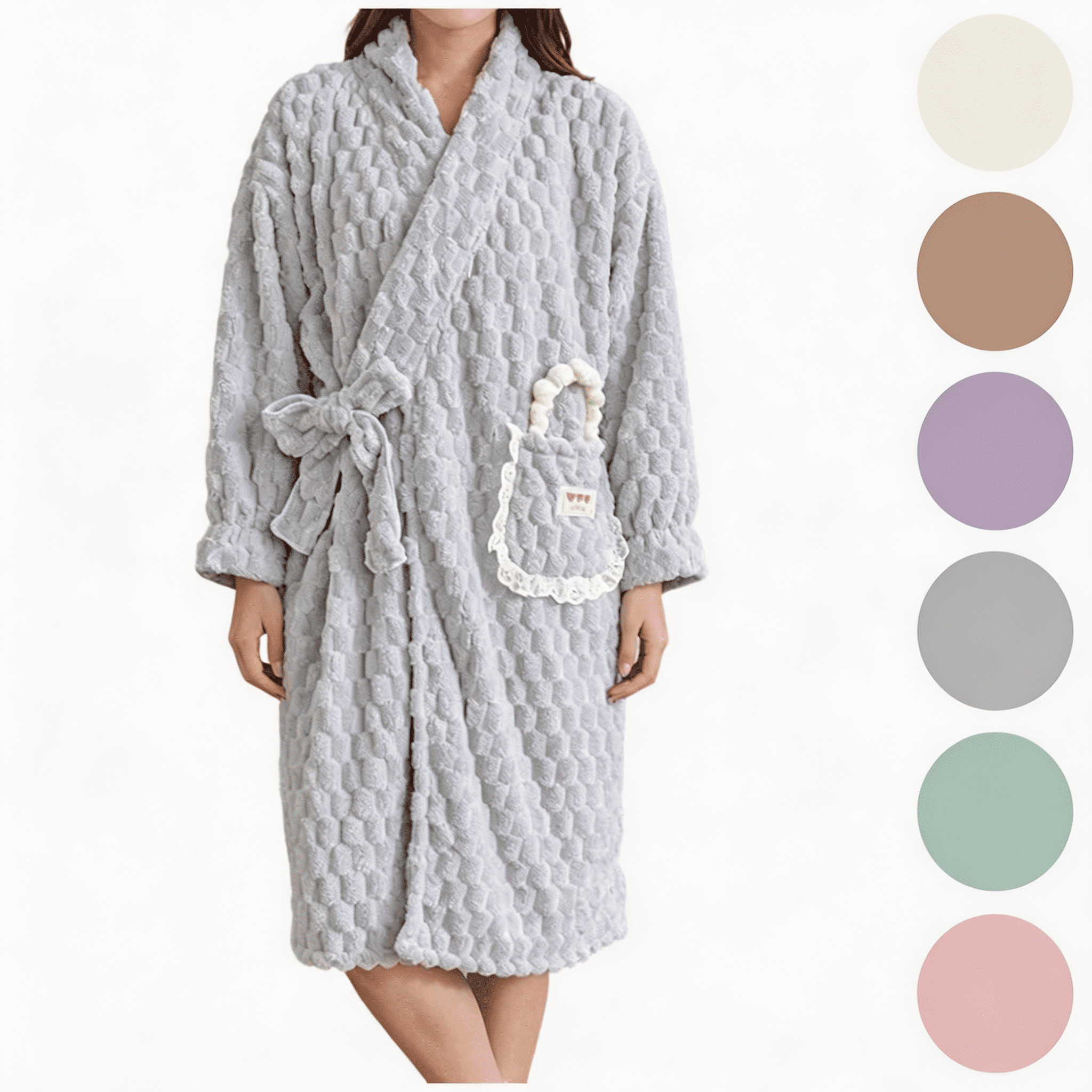 Nugftut Bathrobes for Women Absorbent Terry Cloth Womens Bathrobes Mid ...