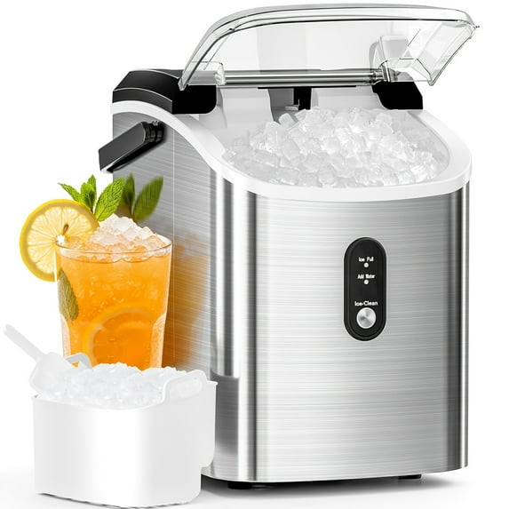 Nugget & Bullet Ice Maker Countertop Portable Pebble Ice Machine ...