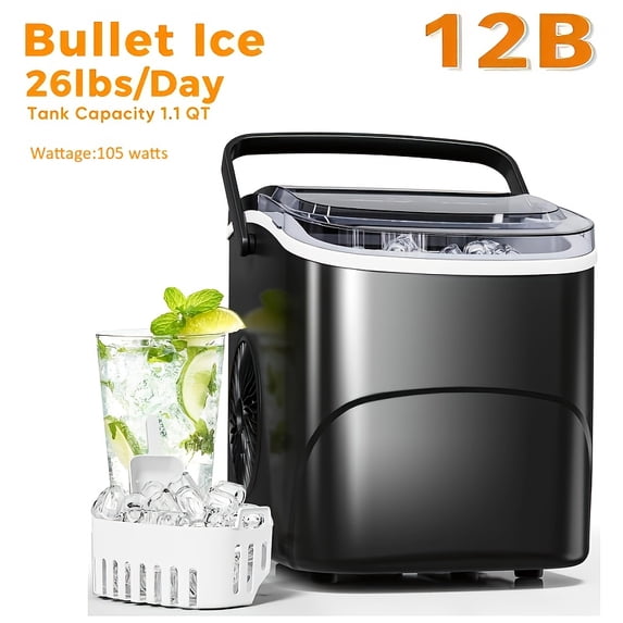 Nugget & Bullet Ice Maker Countertop Portable Pebble Ice Machine ...