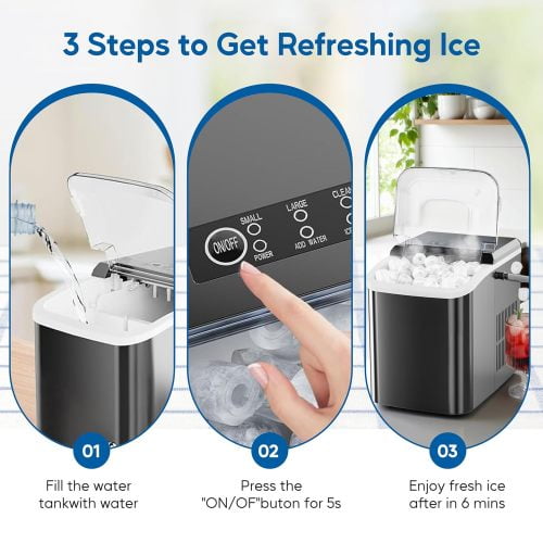 Nugget Countertop Ice Maker with Soft Chewable Pellet Ice, 26.5Lbs/24H ...
