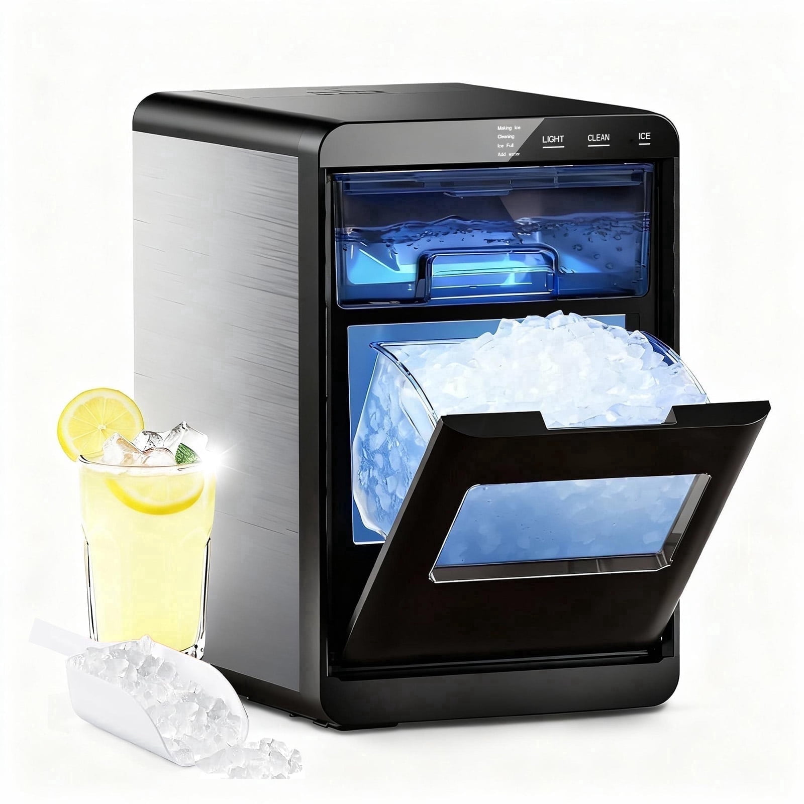 Nugget Ice Maker Countertop, 44Lbs/24H Pebble Ice Maker Machine, Self ...