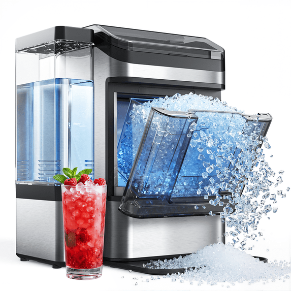 Ice Maker Countertop, Nugget Ice in 6 Mins, 44LBS/Day Chewable Ice ...