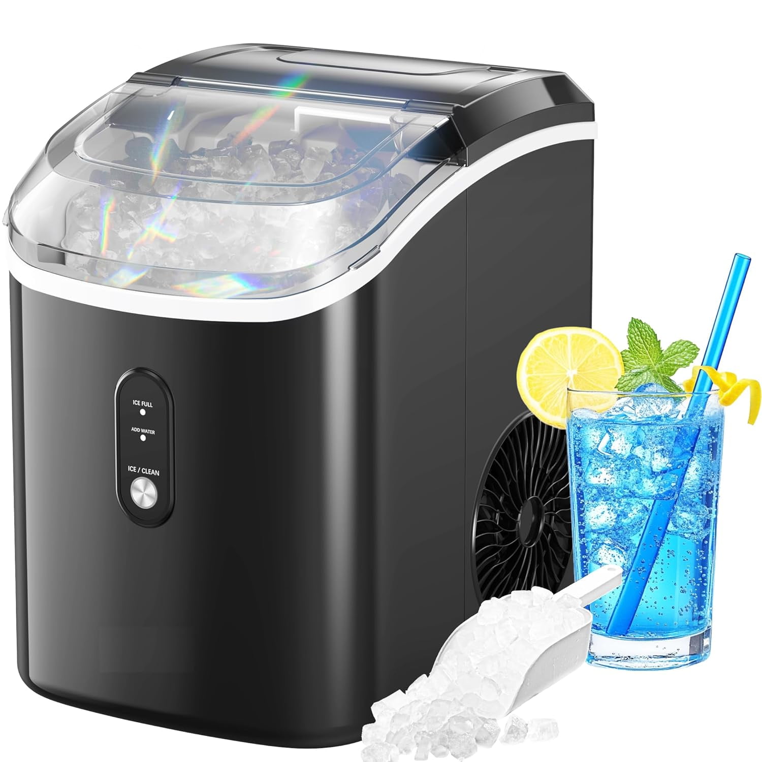 Nugget Ice Maker Countertop, Pellet Ice Machine with Self-Cleaning ...