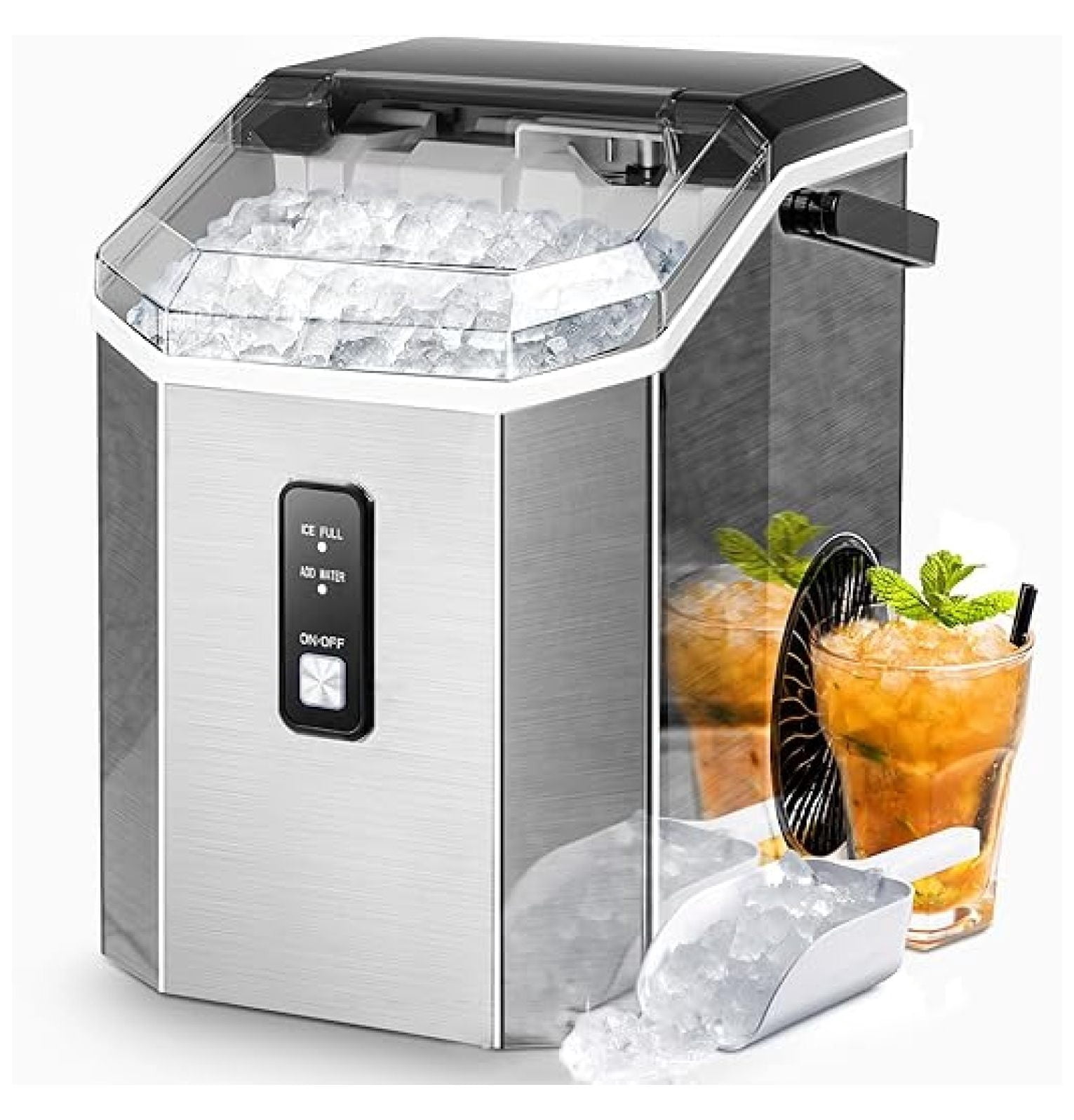 Nugget Ice Maker Countertop, Portable Crushed Ice Maker Machine with ...