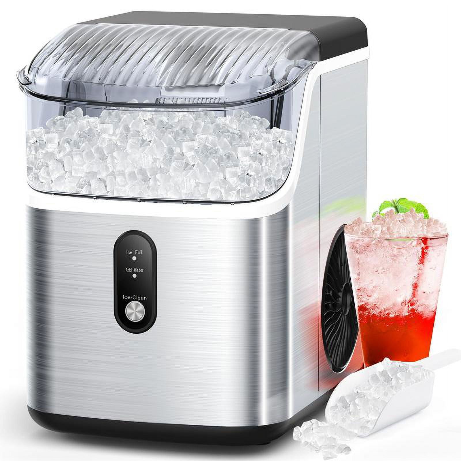 Nugget Ice Maker Countertop, Soft Chewable Nugget Ice Cubes Machine, One-Button Quick Ice Making ...