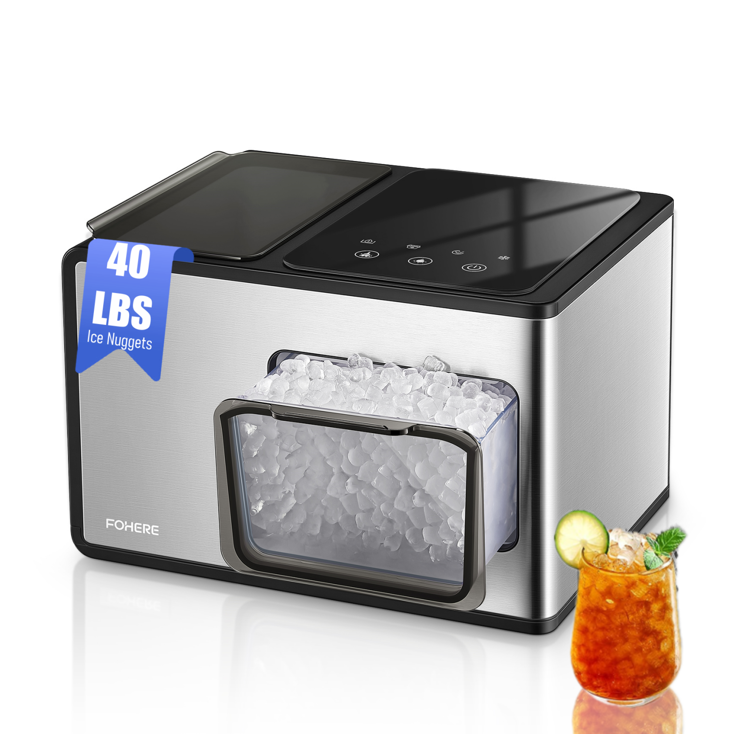 Ecozy Kitchen Machine, EZ-IM-SS440A-USSV0 Countertop Ice Maker with ...