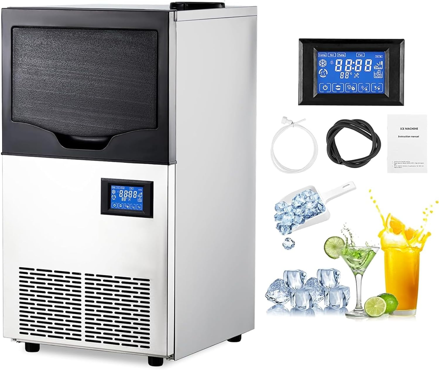 Nugget Ice Maker Machine, 140 lbs/Day Chewable Crushed Ice Maker with ...