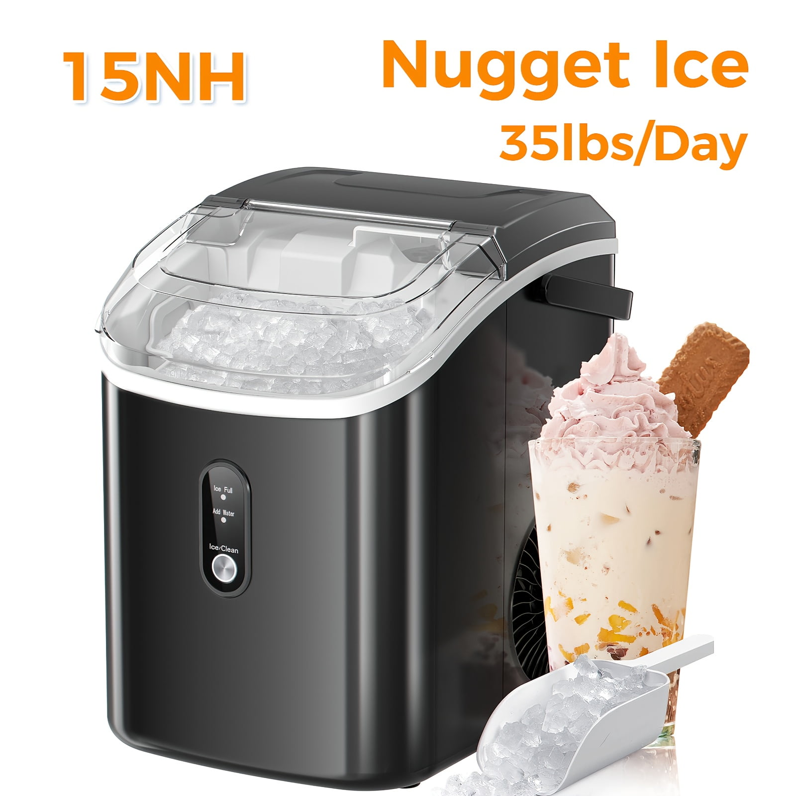 Nugget Ice Makers Countertop, 35lbs/Day Pebble Ice Maker Machine with ...