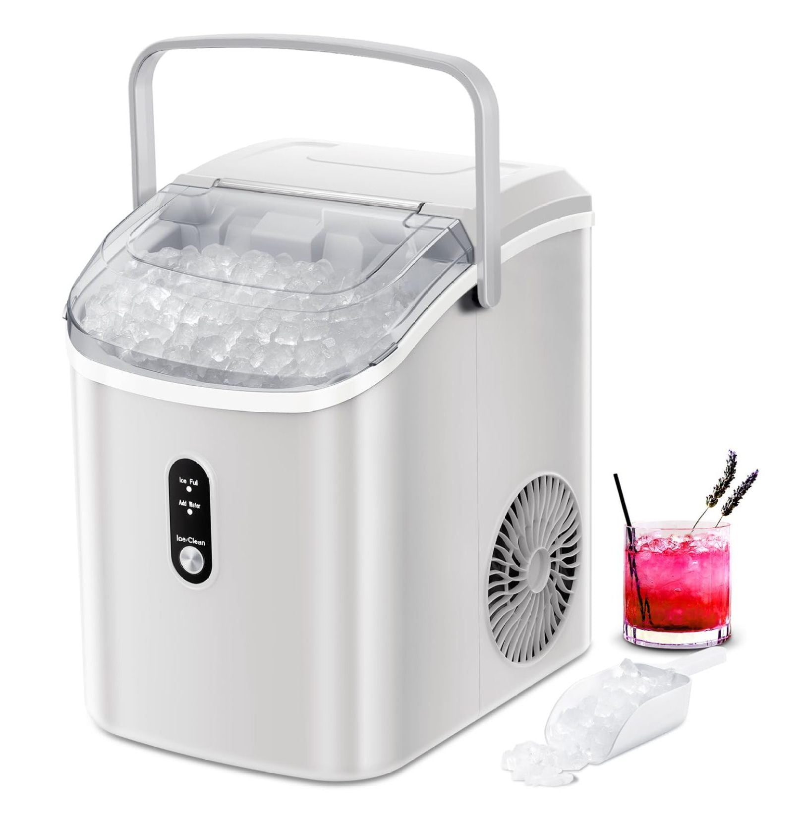 Nugget Ice Makers Countertop, Crushed Ice Maker with Handle,35Lbs/24H ...
