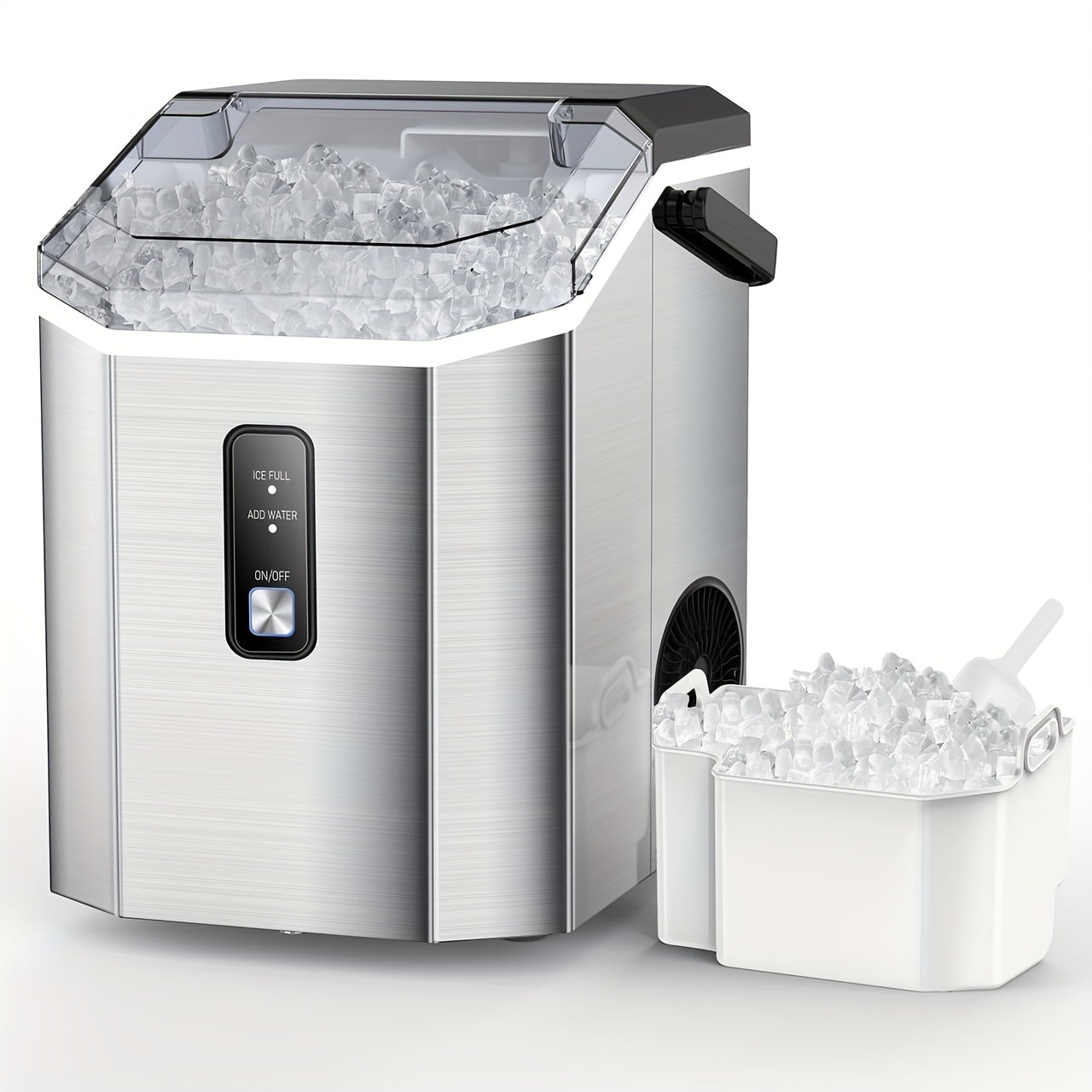Nugget Ice Makers Countertop, Soft Chewable Crushed Ice Maker Machine, Portable Pebble Ice Maker ...