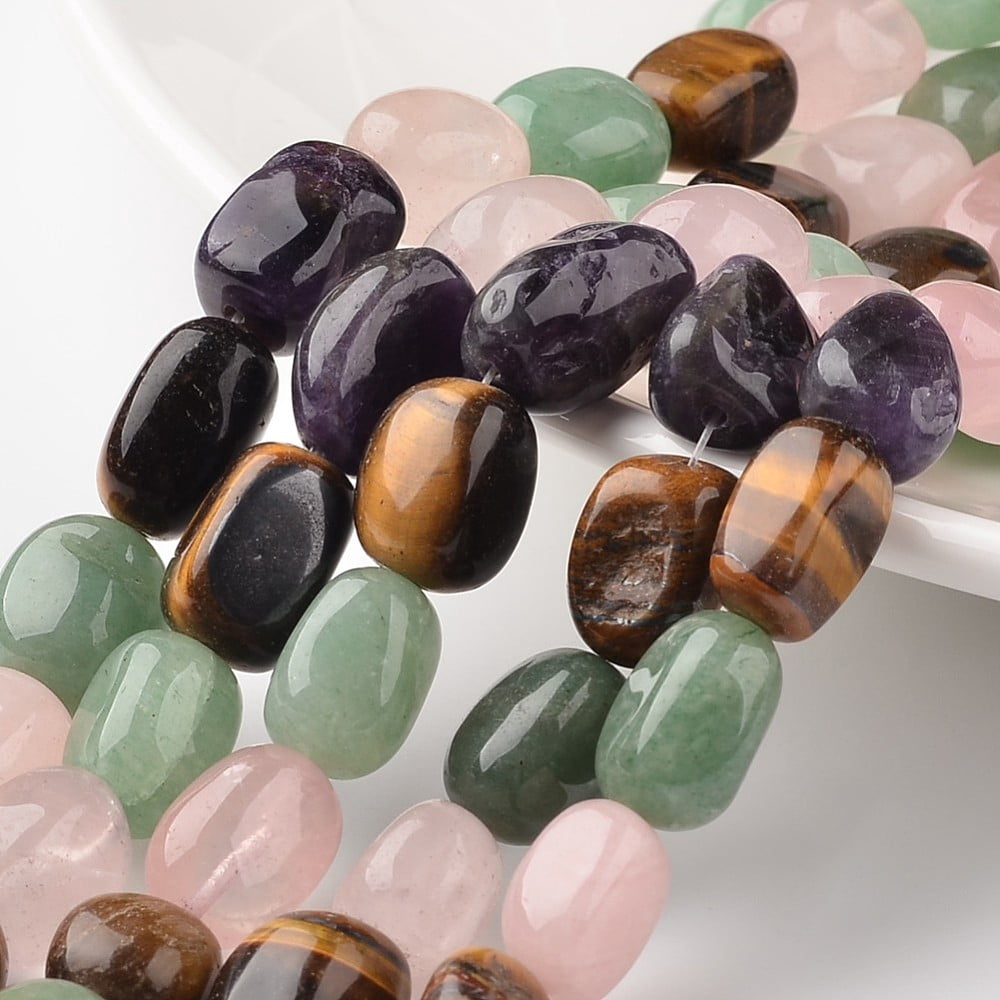 Nuggets Natural Mixed Stone Bead Strands Tumbled Stone Green Aventurine ...